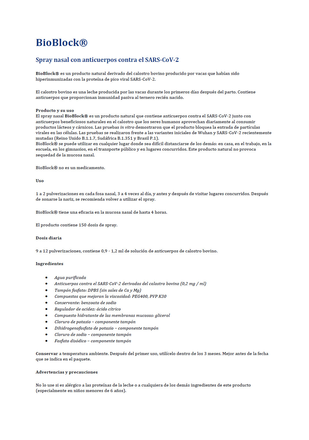 BioBlock nasal spray 15ml - sugarmill.eu